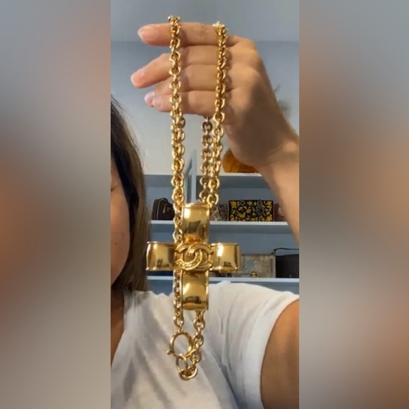 CHANEL | Jewelry | Chanel Gold Chain Cross Necklace | Poshmark